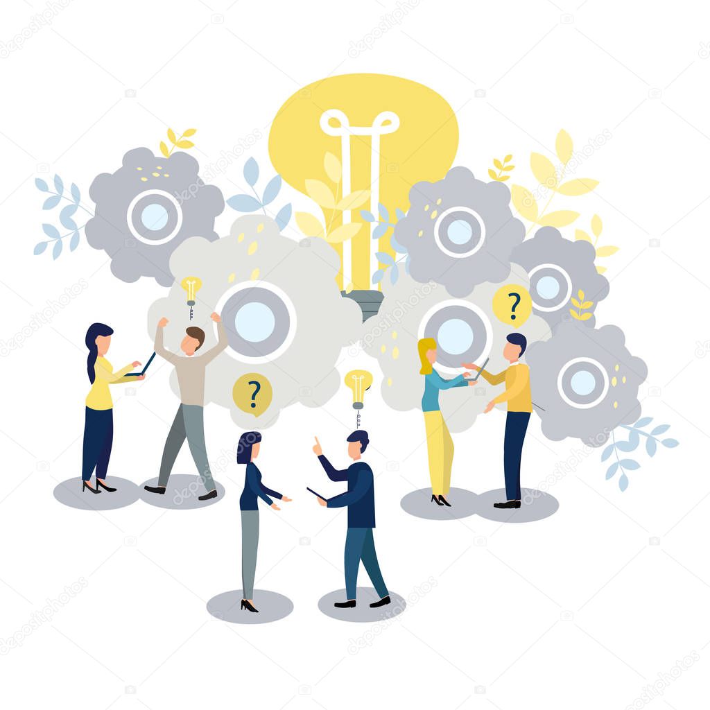 La gente trabaja en equipo y alcanza la meta. Ilustración vectorial. 2022