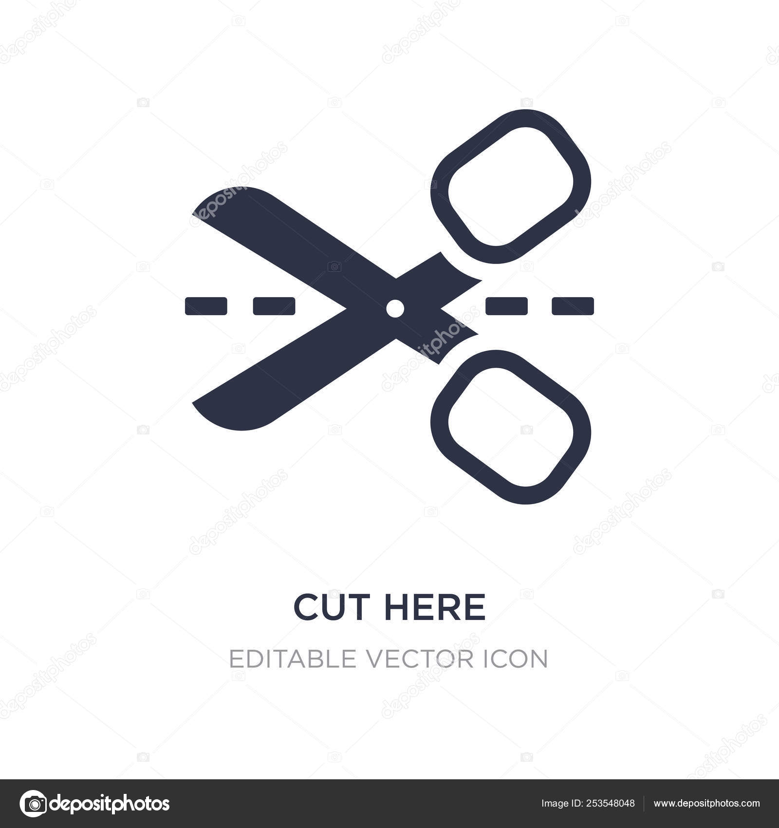 Cut here icon on white background. Simple element illustration f Stock ...
