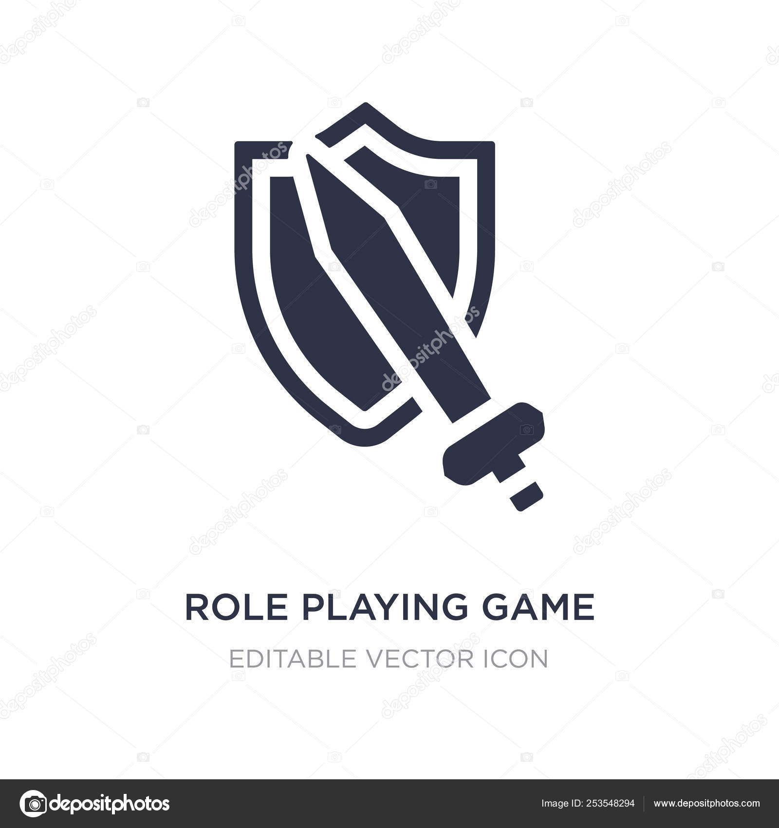 Icono del juego de rol sobre fondo blanco. Sencillo elemento illus ...