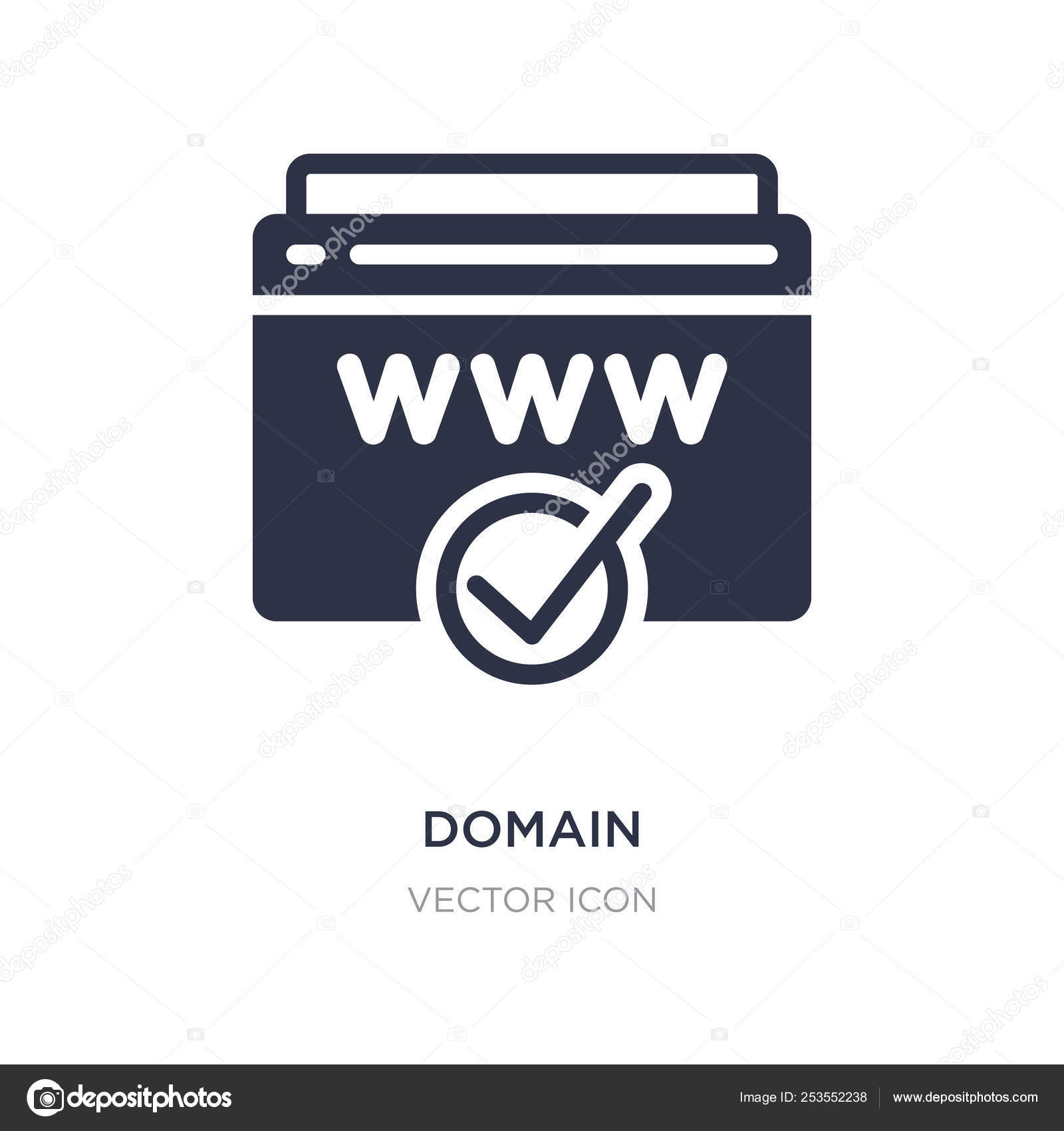 Domain registration icon on white background. Simple element ill Stock ...