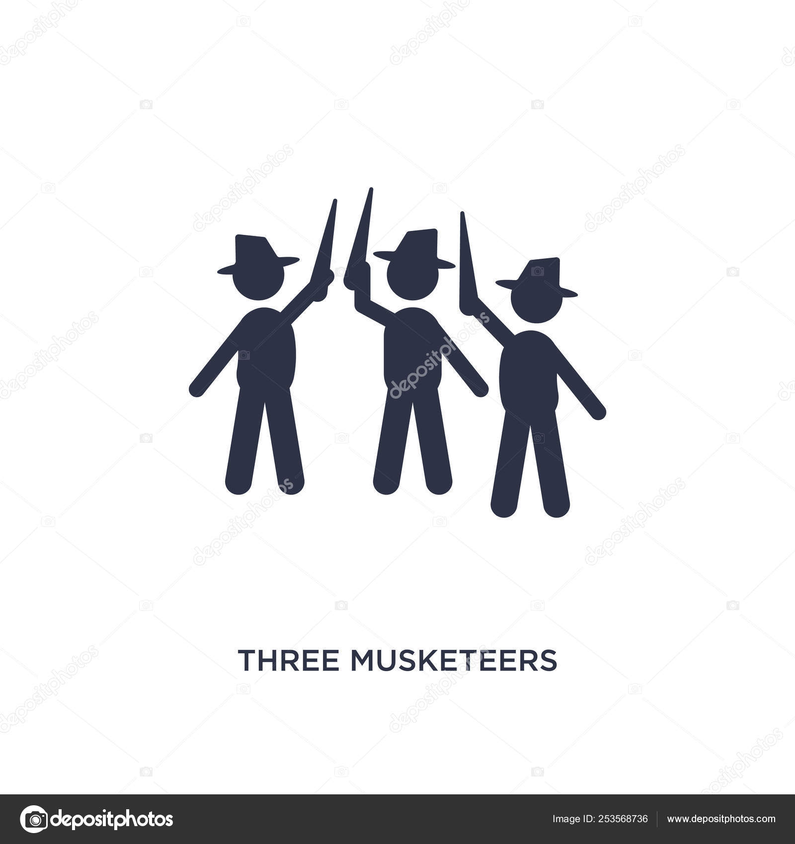 Tres mosqueteros icono sobre fondo blanco. Ilustración de elemento ...