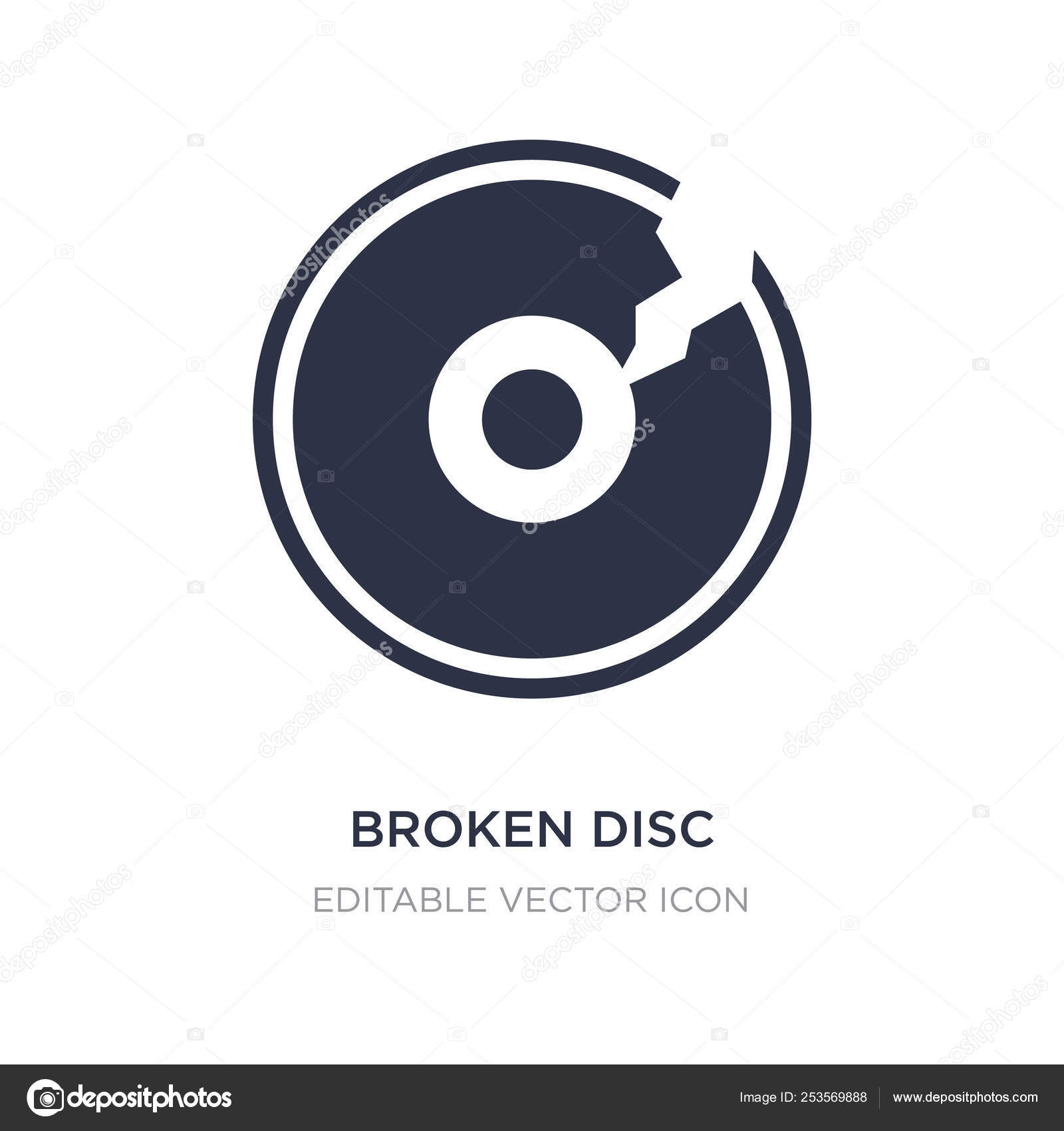 Icono de disco roto sobre fondo blanco. Elemento simple ilustración ...