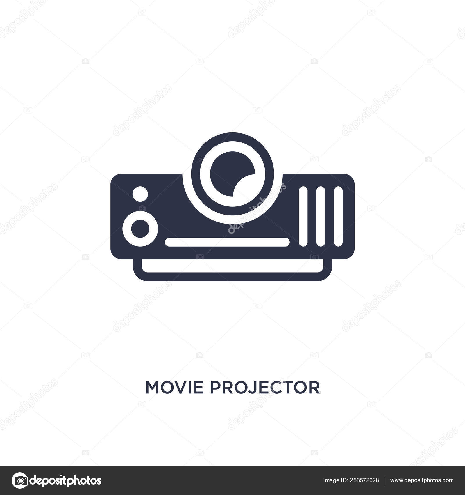 Movie projector front view icon on white background. Simple elem Stock ...