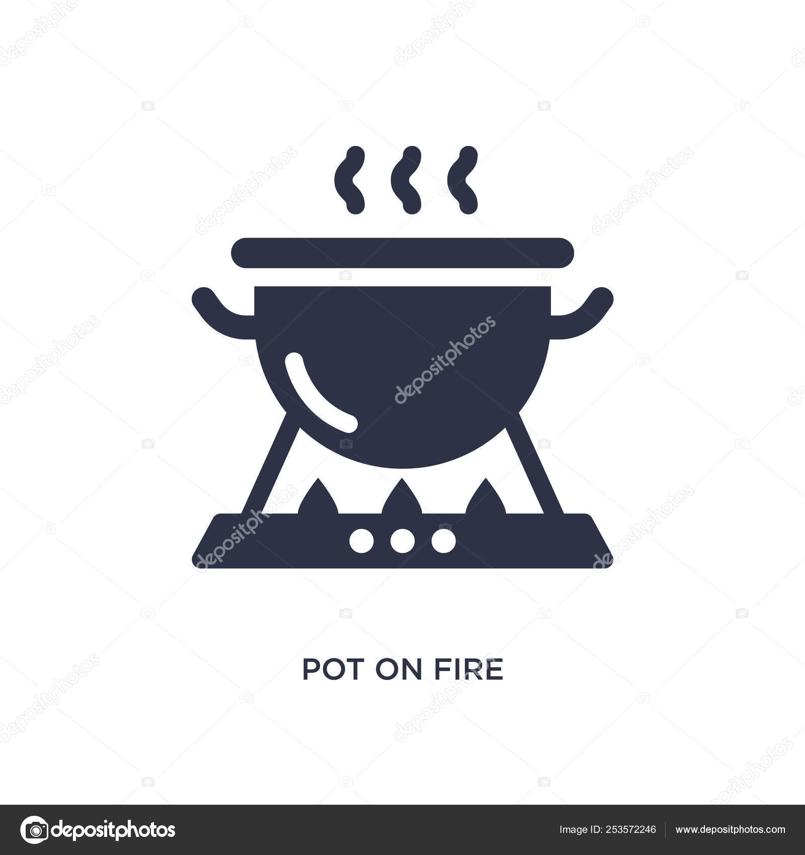 Pot on fire icon on white background. Simple element illustratio Stock ...