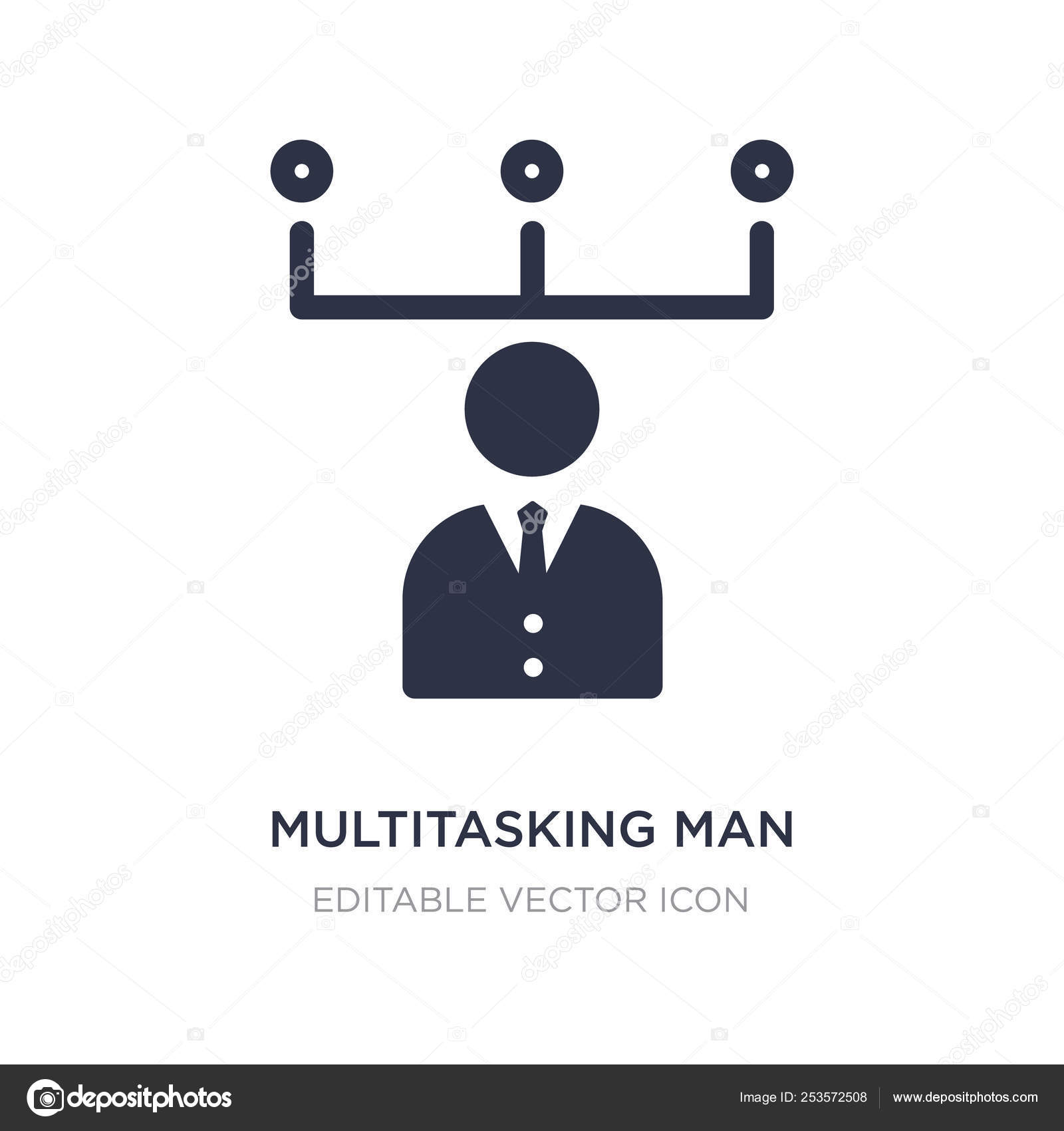 Multitasking man icon on white background. Simple element illust Stock ...