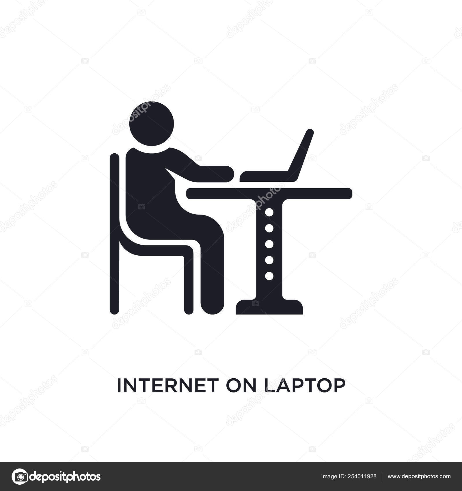Internet on laptop computer isolated icon. simple element illust Stock ...