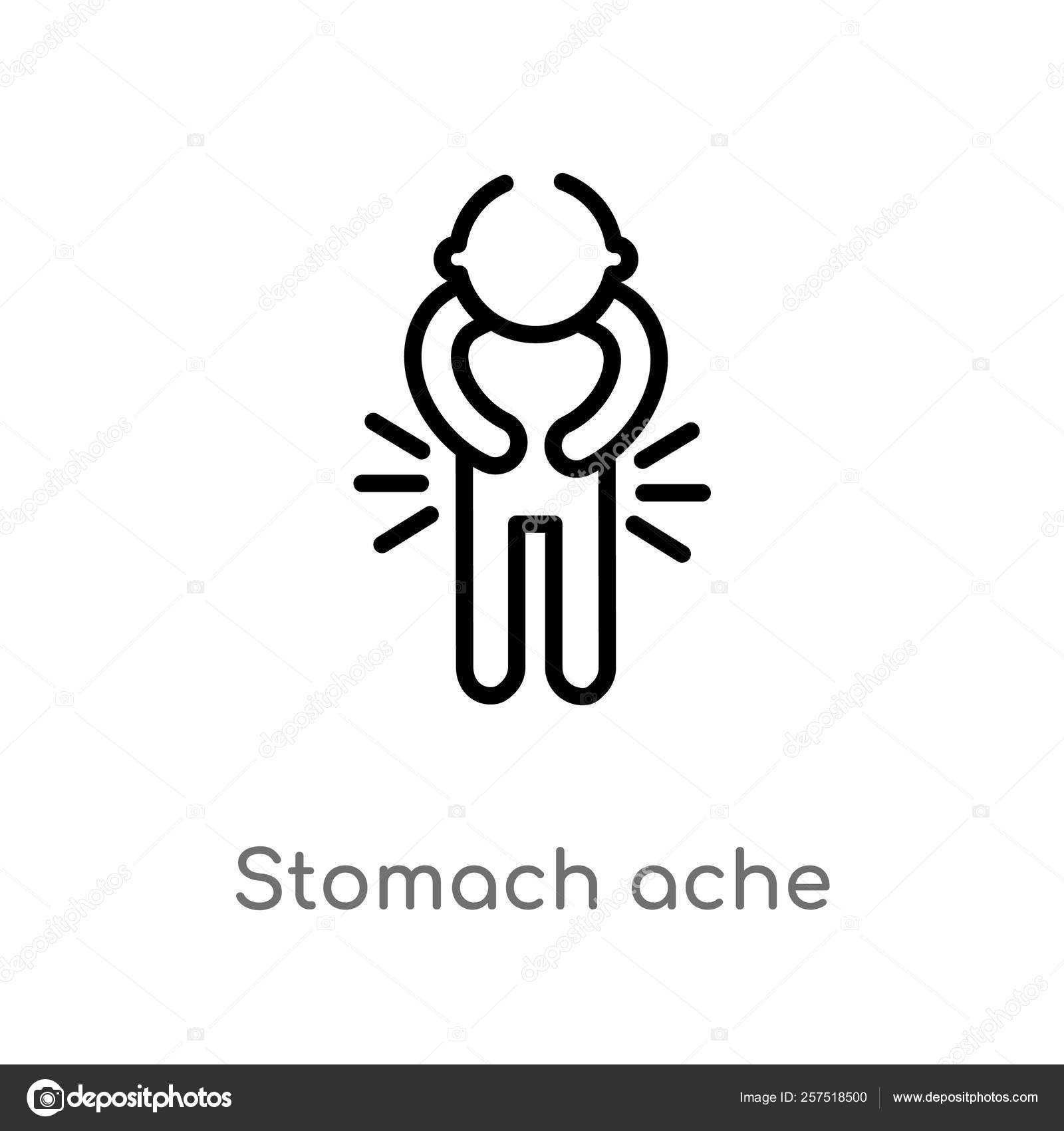 Outline Stomach Ache Vector Icon Isolated Black Simple Line Element ...