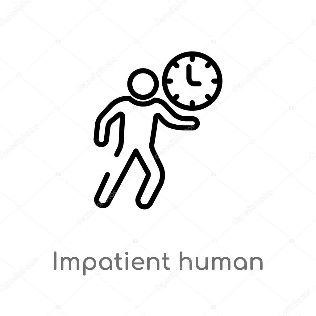 contorno impaciente icono vector humano. aislado negro simple línea ...