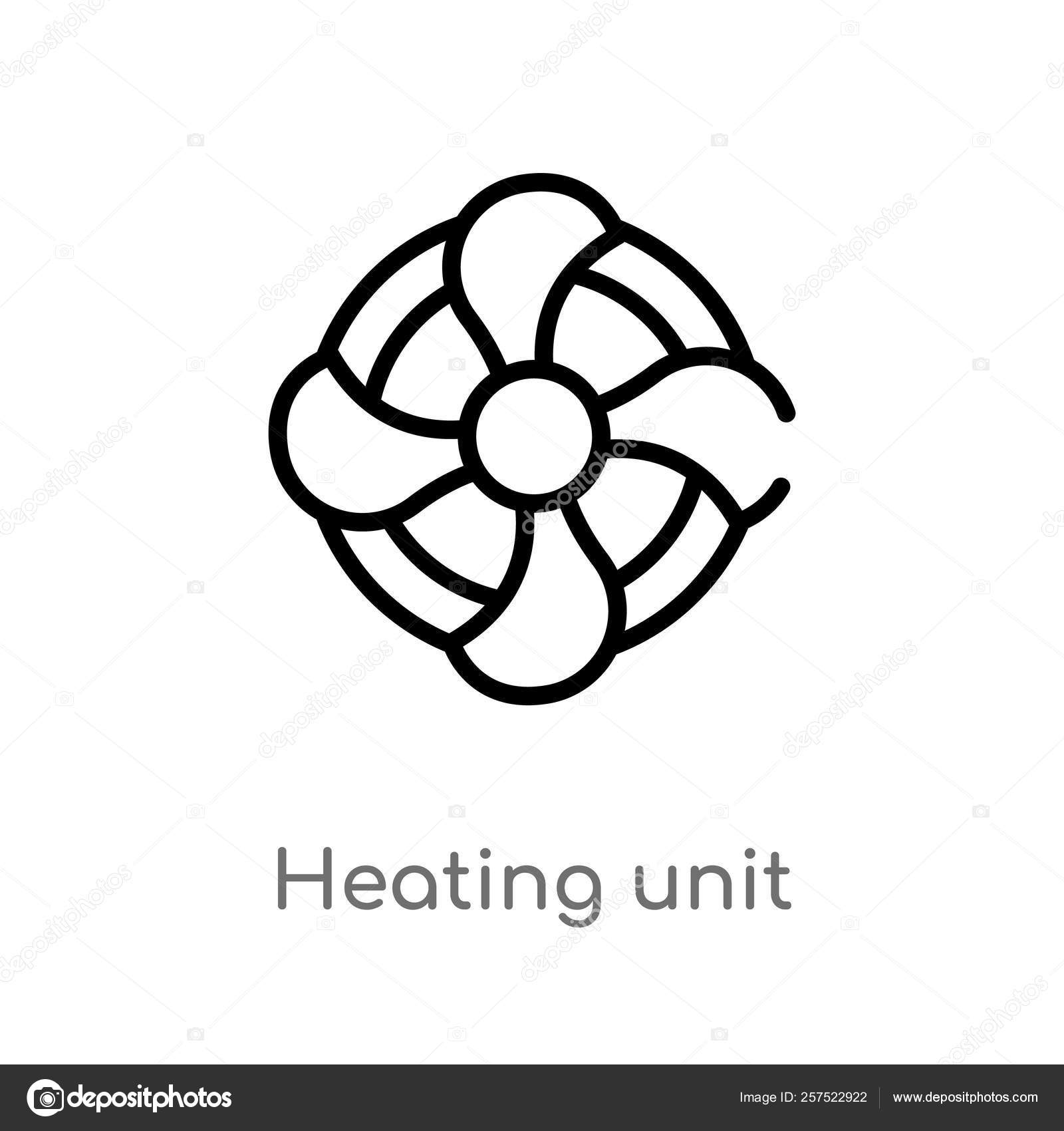 Outline Heating Unit Vector Icon Isolated Black Simple Line Element ...