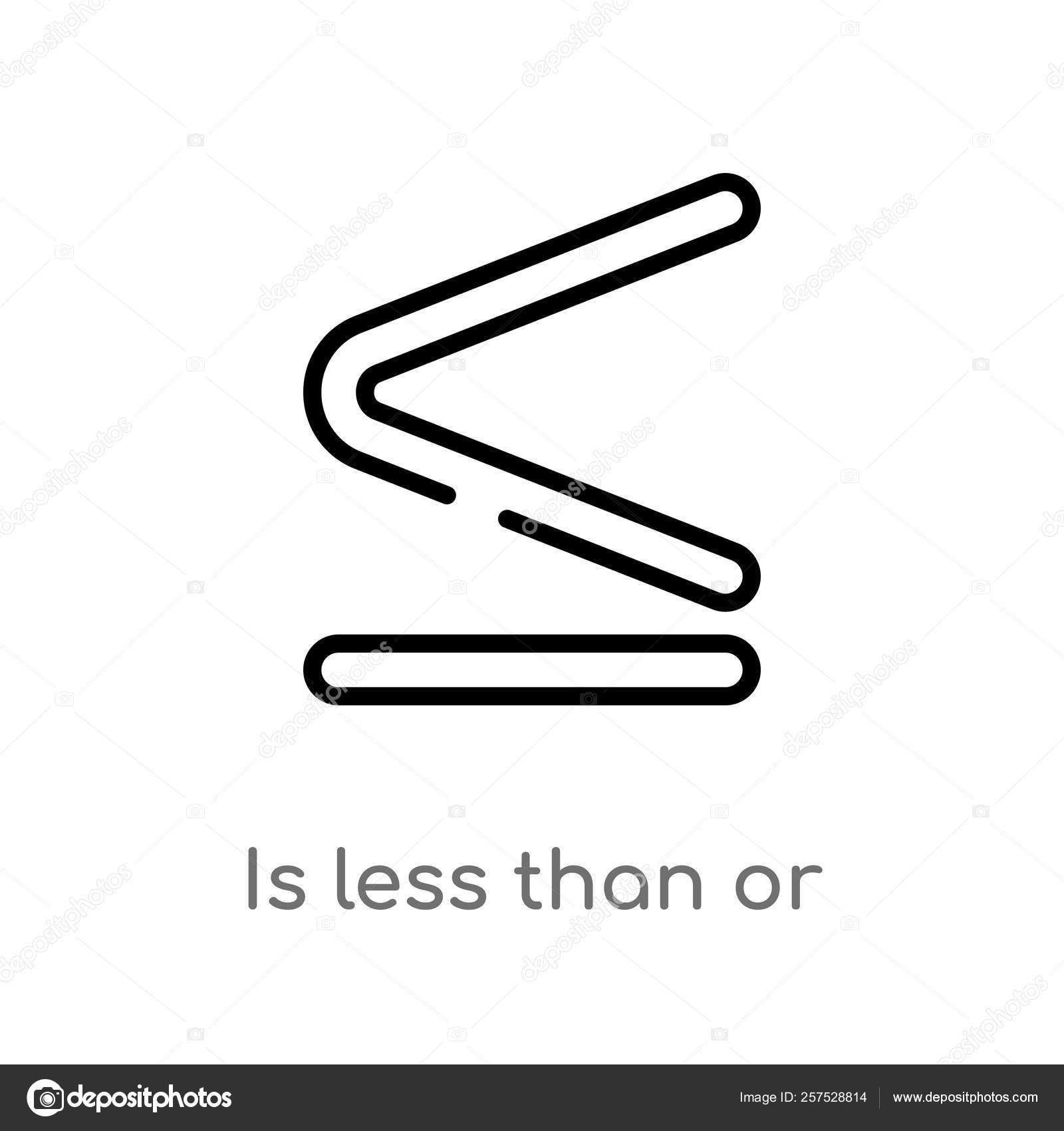 Outline Less Equal Vector Icon Isolated Black Simple Line Element Stock ...