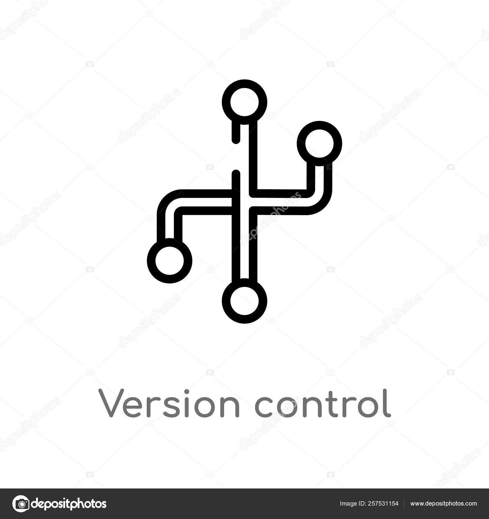 Outline Version Control Vector Icon Isolated Black Simple Line Element ...