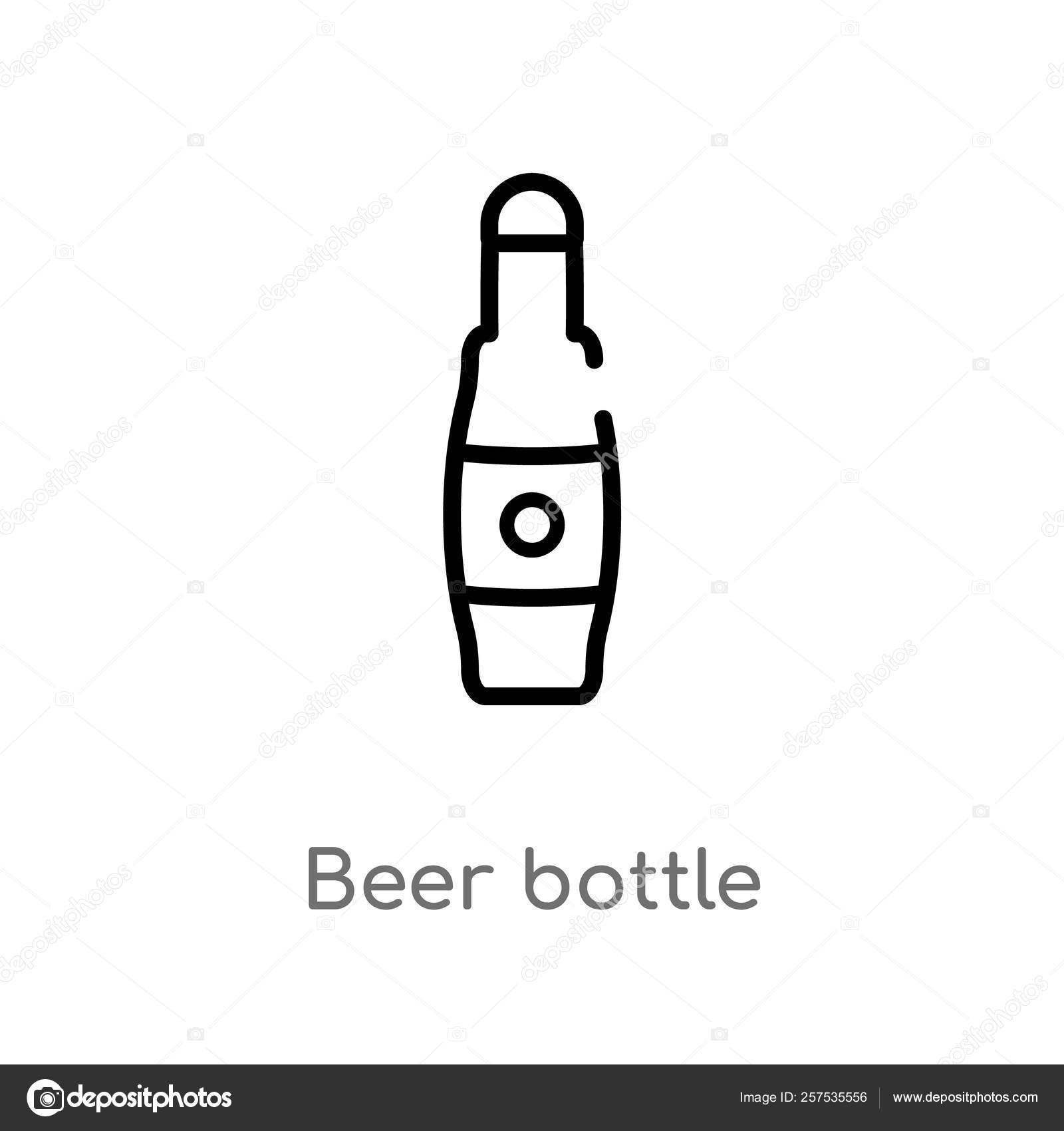 Outline Beer Bottle Vector Icon Isolated Black Simple Line Element ...