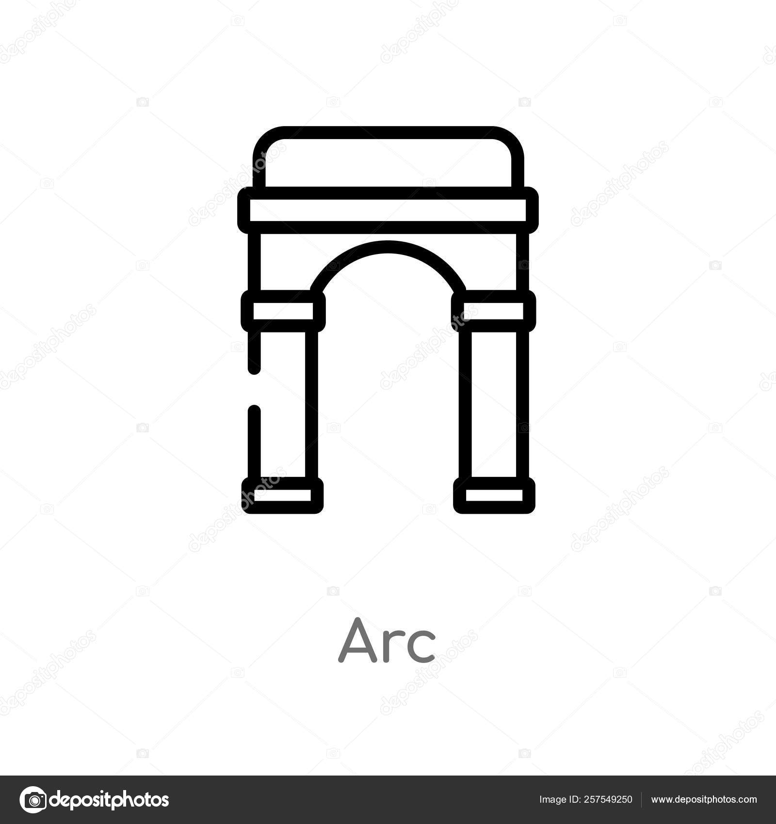 Outline Arc Vector Icon Isolated Black Simple Line Element Illustration ...