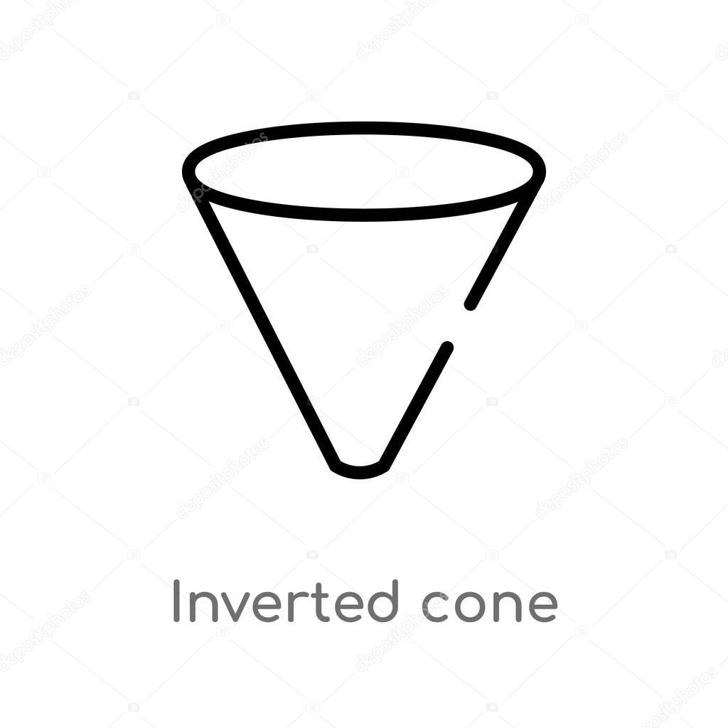 contorno icono de vector de cono invertido. aislado negro simple línea ...