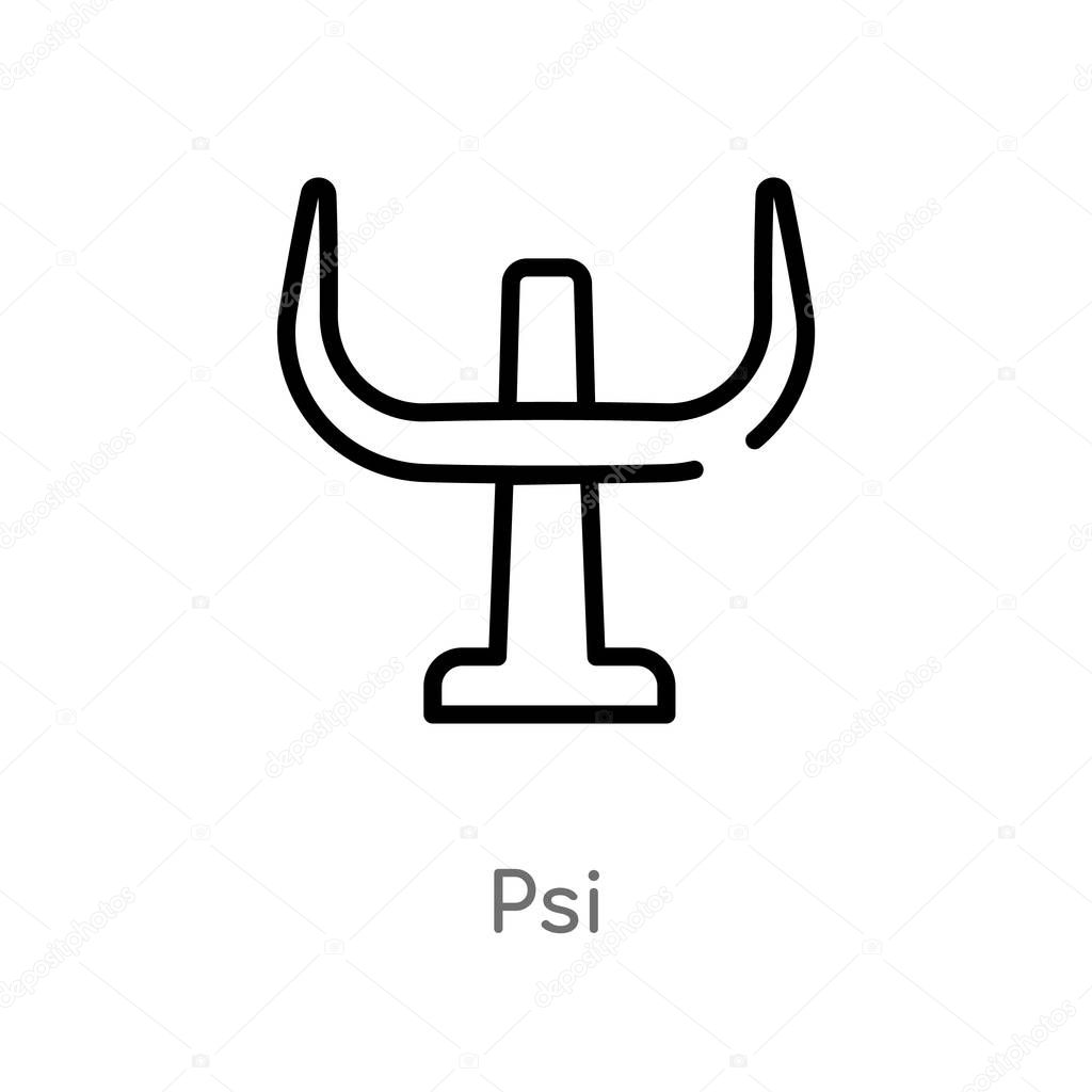 contorno icono de vector psi. aislado negro simple línea elemento ...