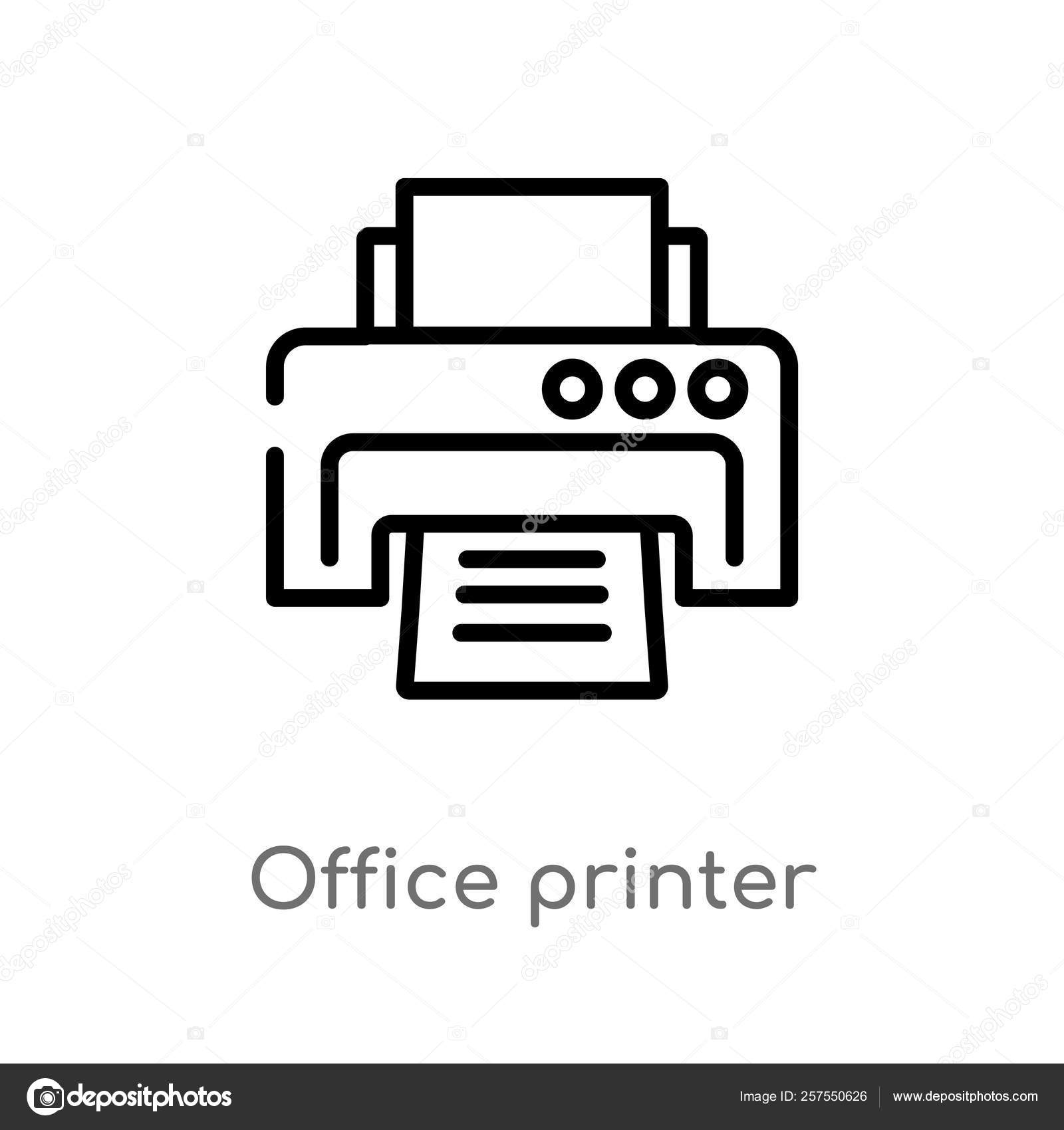 Outline Office Printer Vector Icon Isolated Black Simple Line Element ...