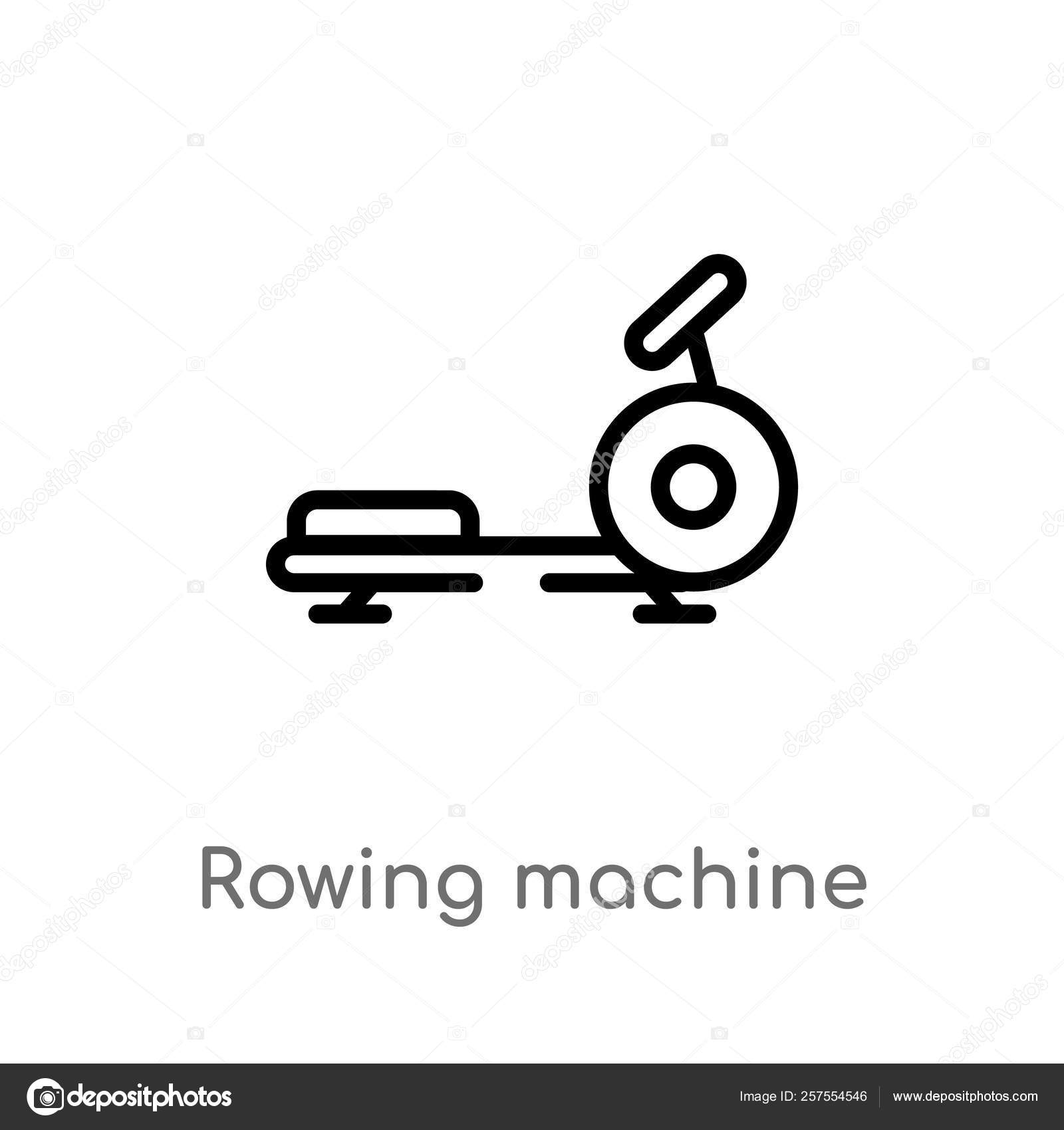 Outline Rowing Machine Vector Icon Isolated Black Simple Line Element ...