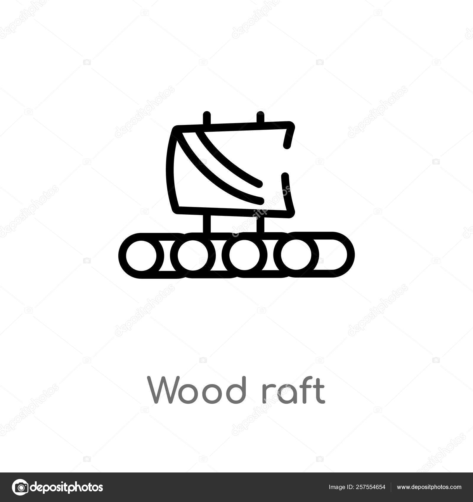 Outline Wood Raft Vector Icon Isolated Black Simple Line Element Stock ...