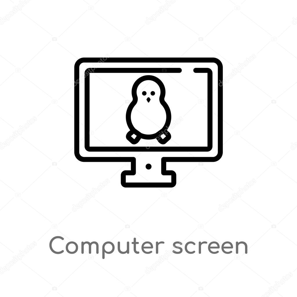 contorno de la pantalla del ordenador icono del vector linux. aislado ...