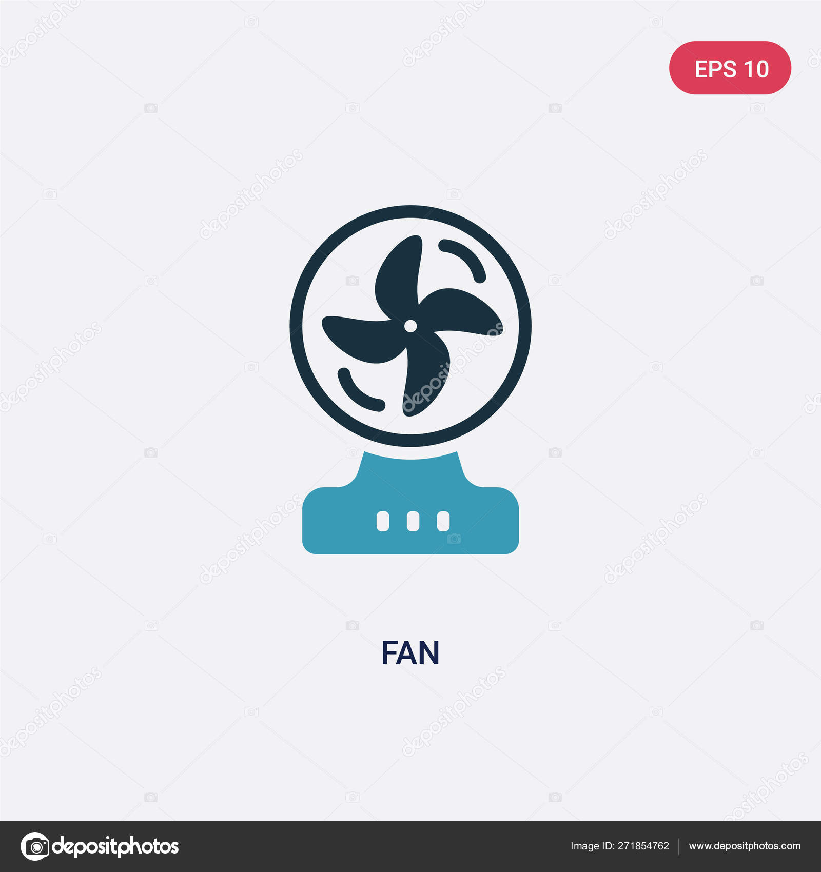 Two color fan vector icon from smart house concept. isolated blu ...