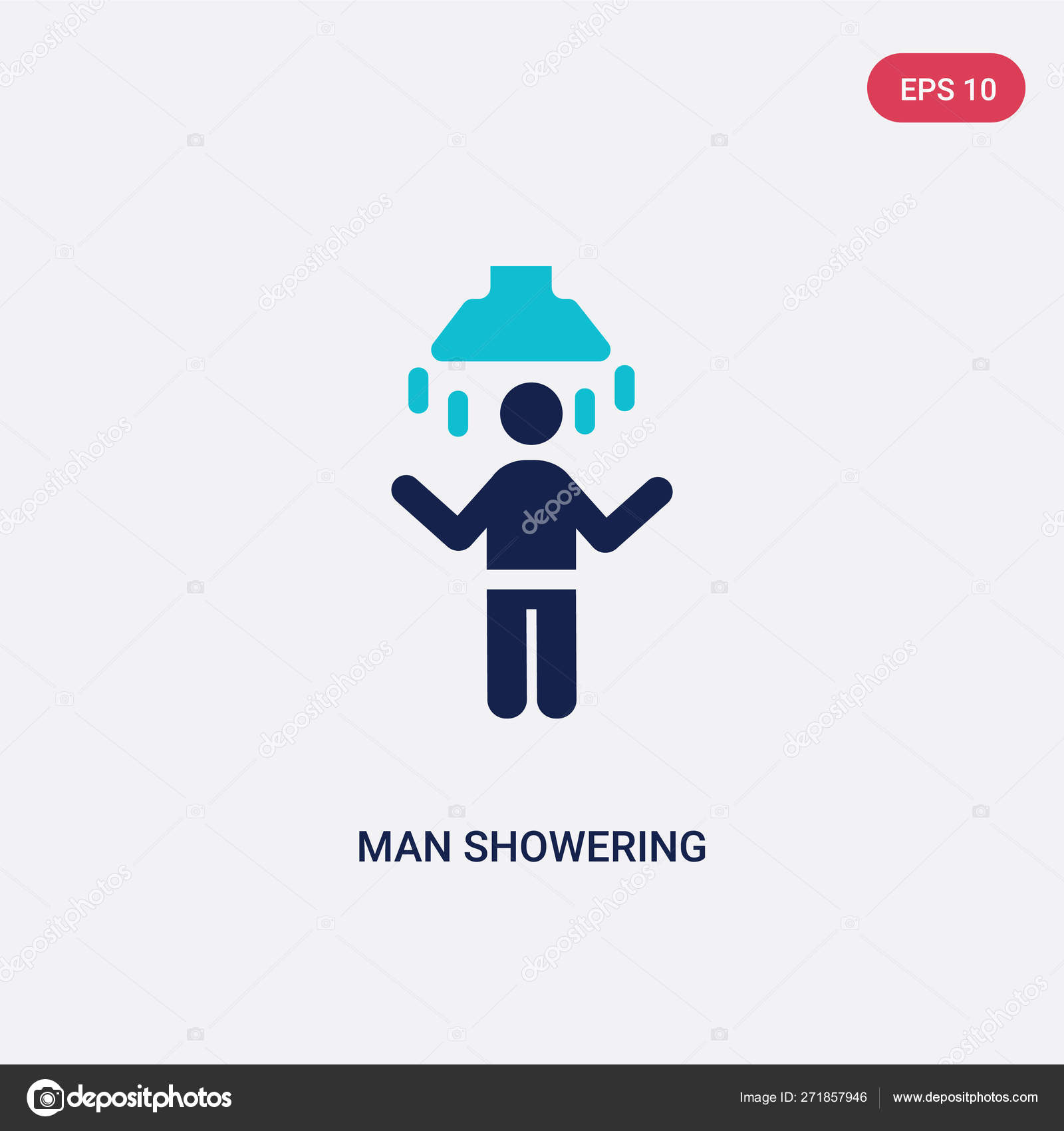 Two color man showering vector icon from behavior concept. isola Stock ...