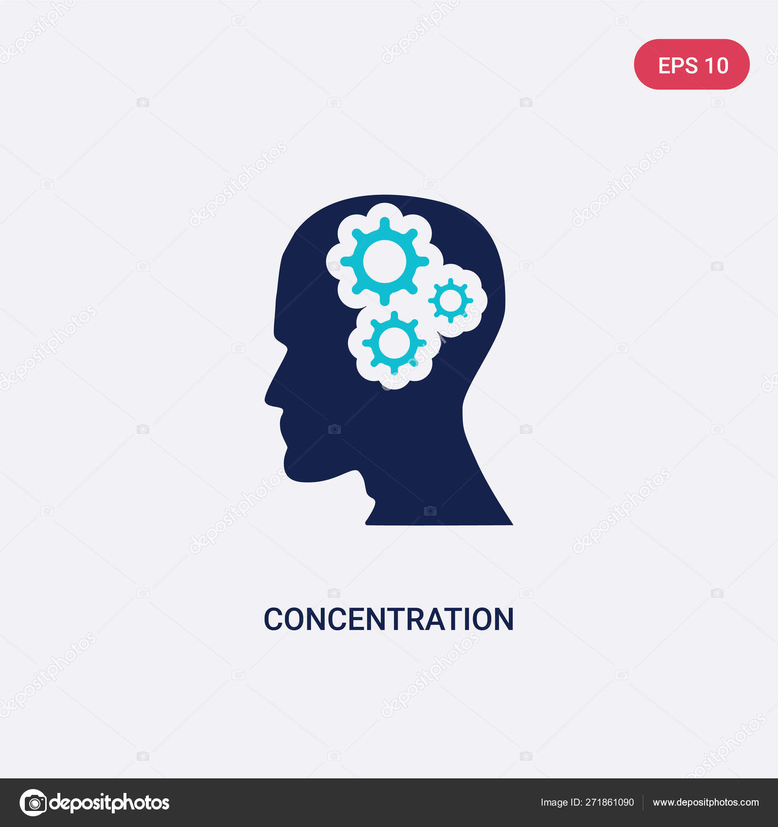 Two color concentration vector icon from brain process concept. — Stock ...