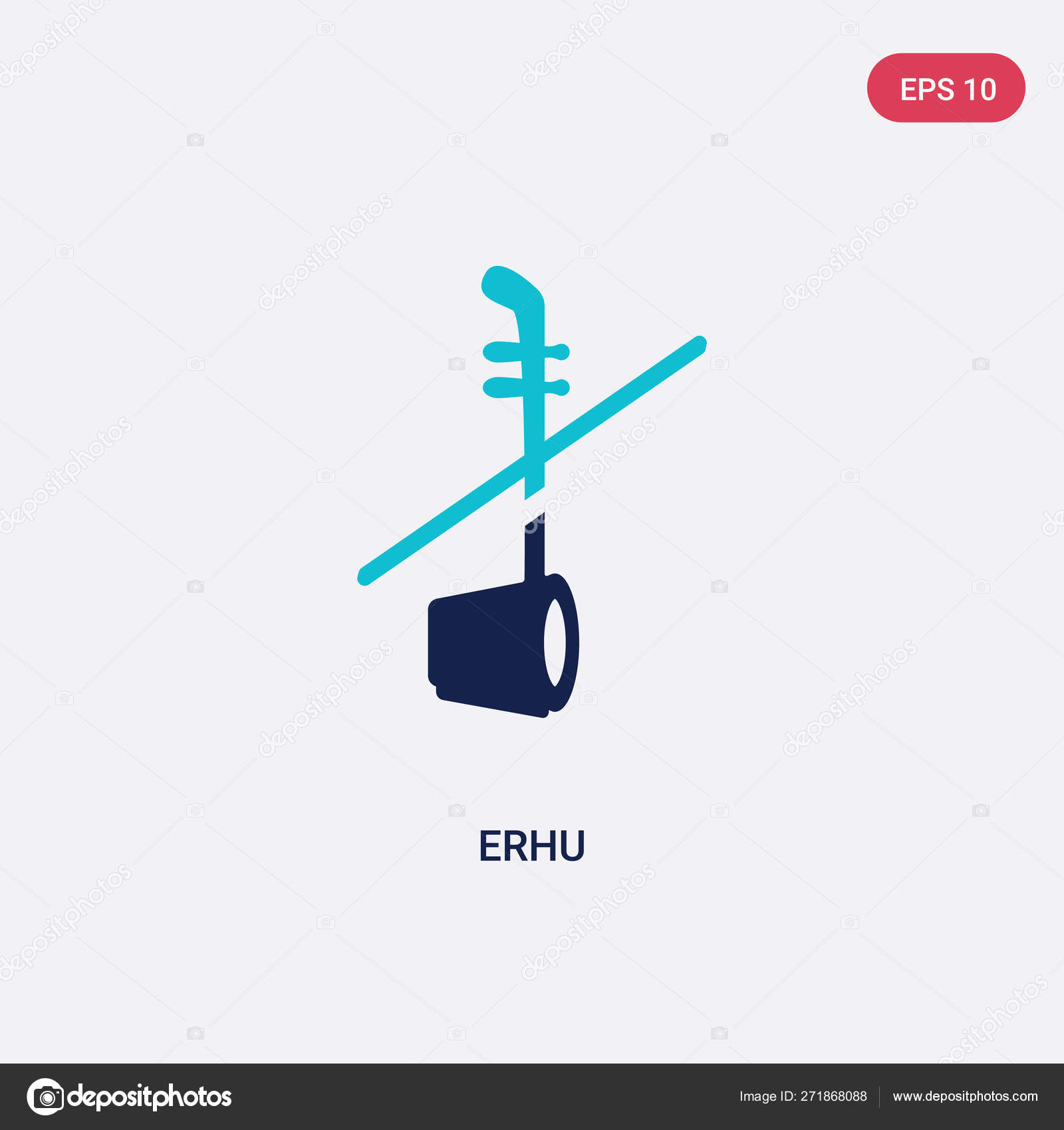 Two color erhu vector icon from asian concept. isolated blue erh Stock ...