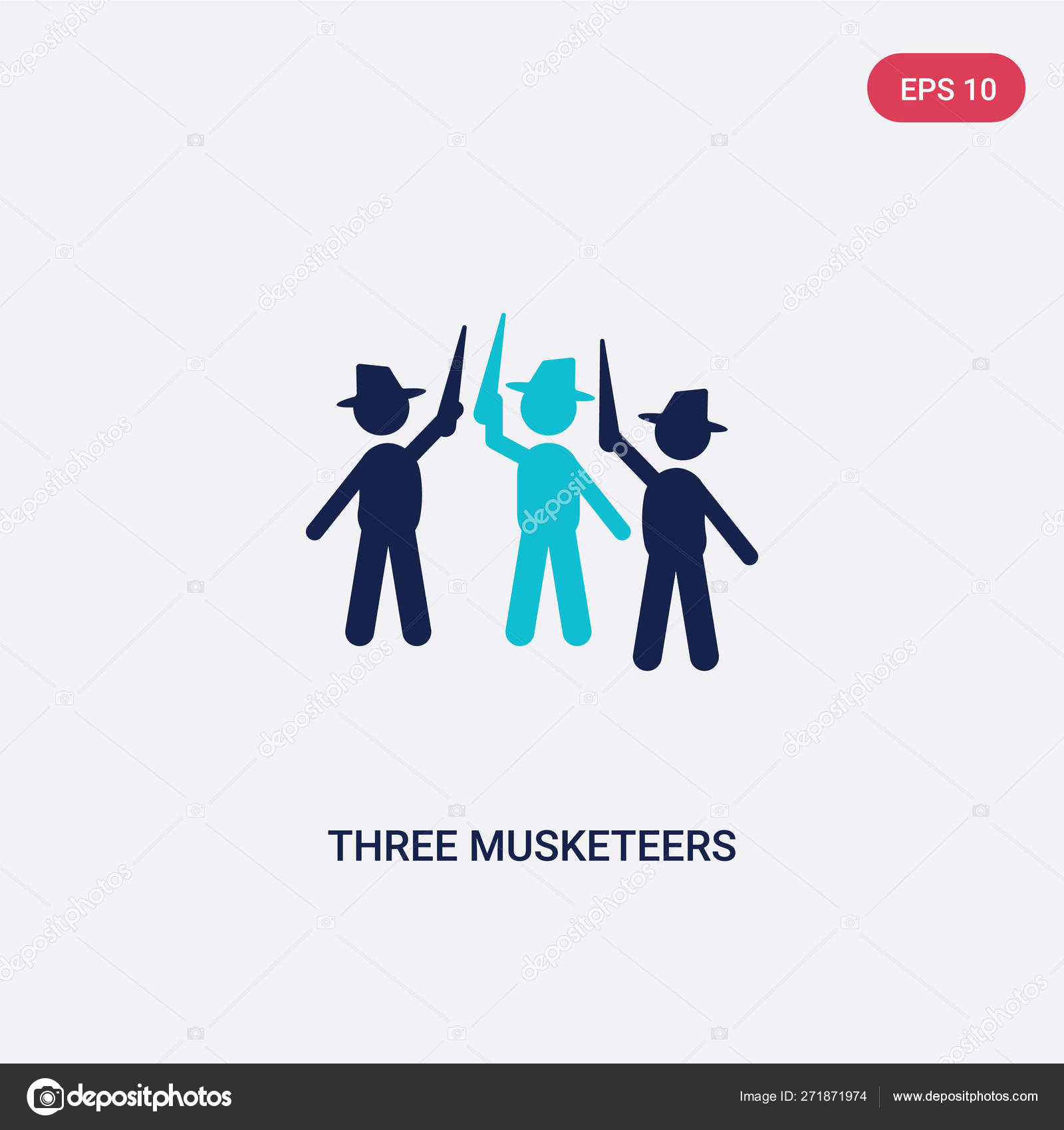 Two color three musketeers vector icon from literature concept. Stock ...