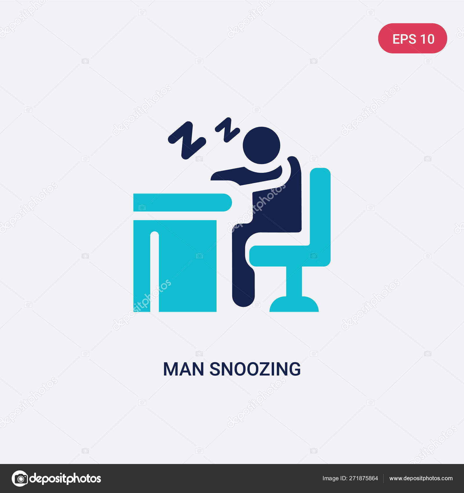Two color man snoozing vector icon from behavior concept. isolat Stock ...