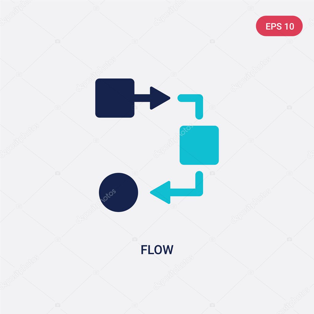 dos icono de flujo de color vector de concepto de geometría. azul ...