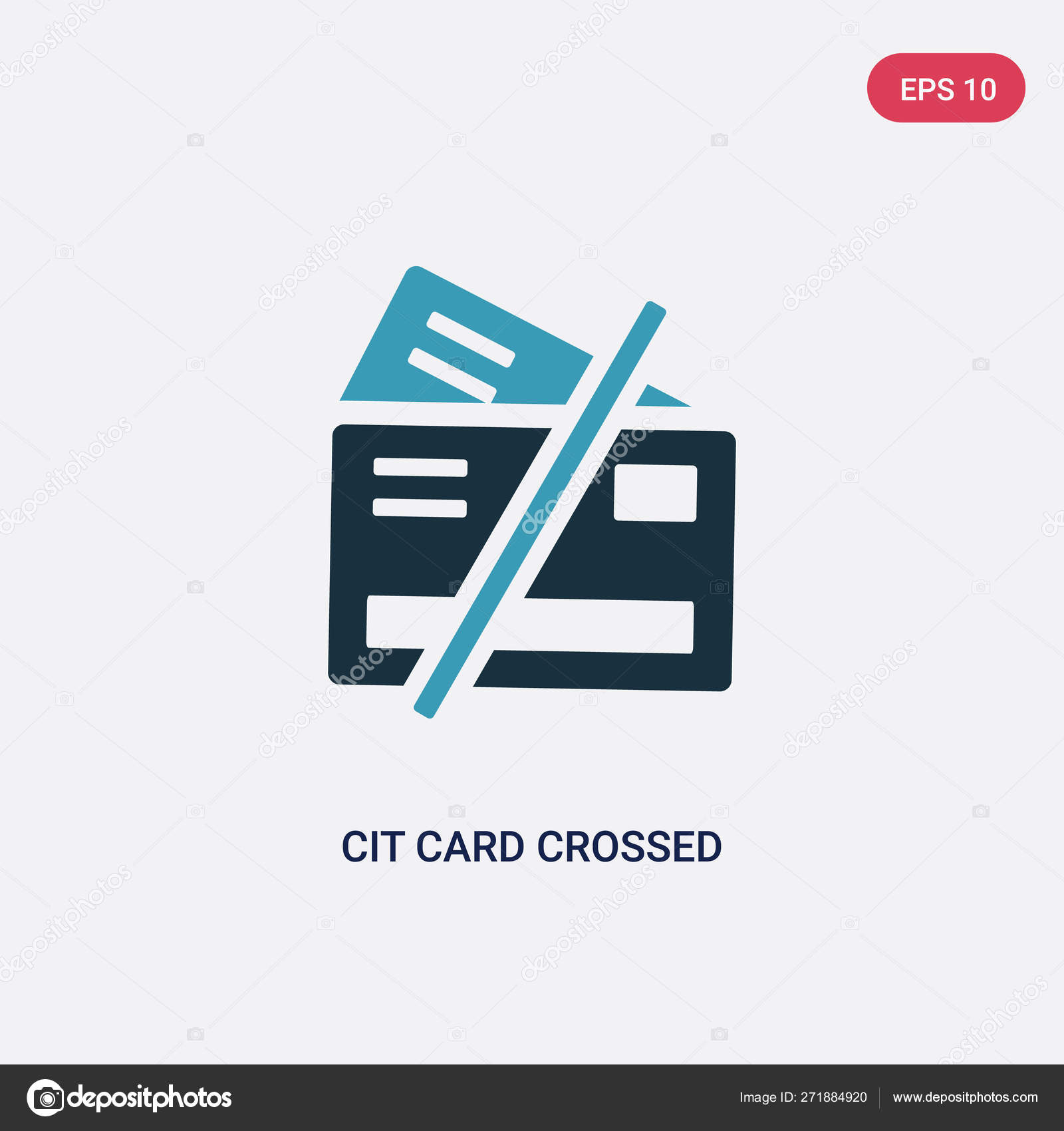 Two color cit card crossed vector icon from user interface conce Stock ...