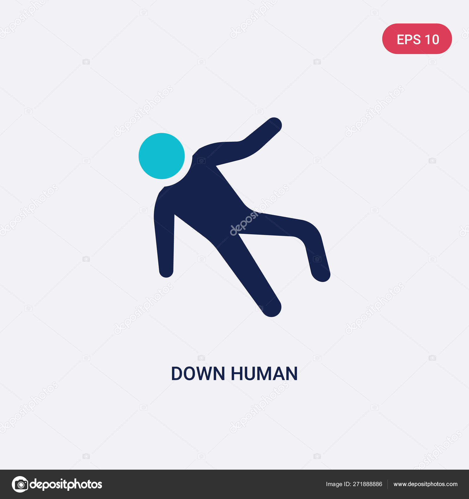 Two color down human vector icon from feelings concept. isolated Stock ...