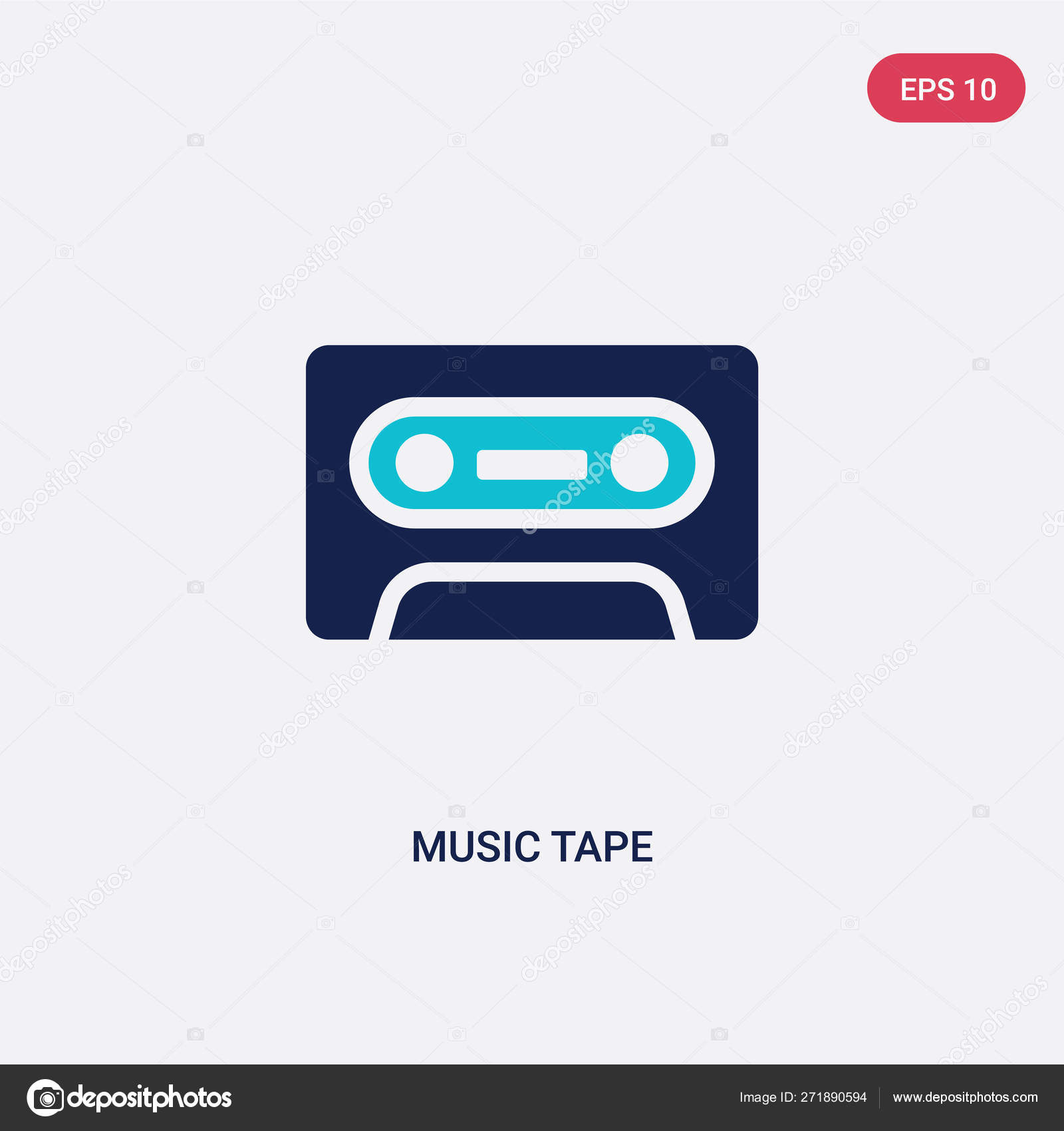 Two color music tape vector icon from entertainment and arcade c Stock ...
