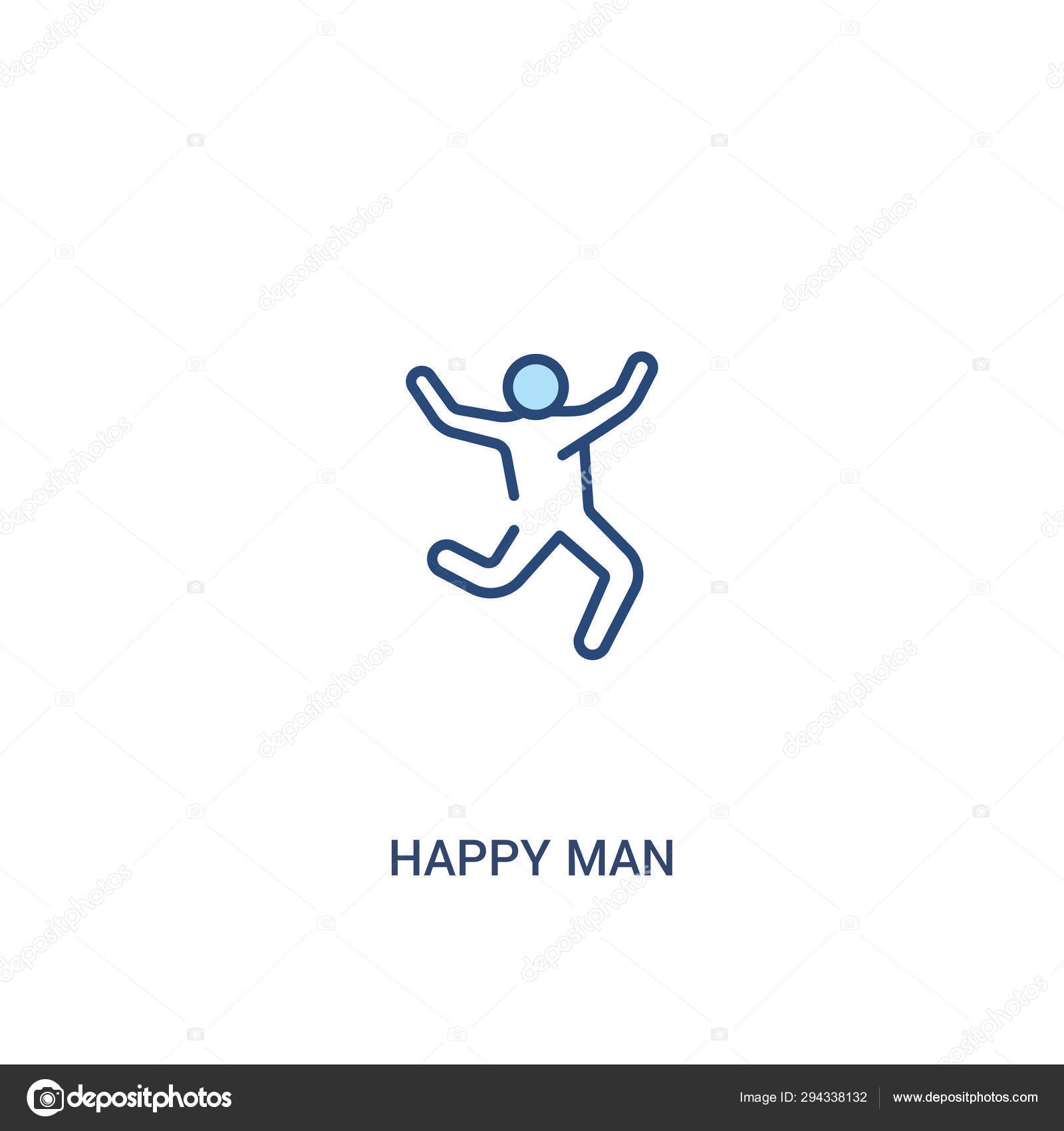 Happy man concept 2 colored icon. simple line element illustrati ...