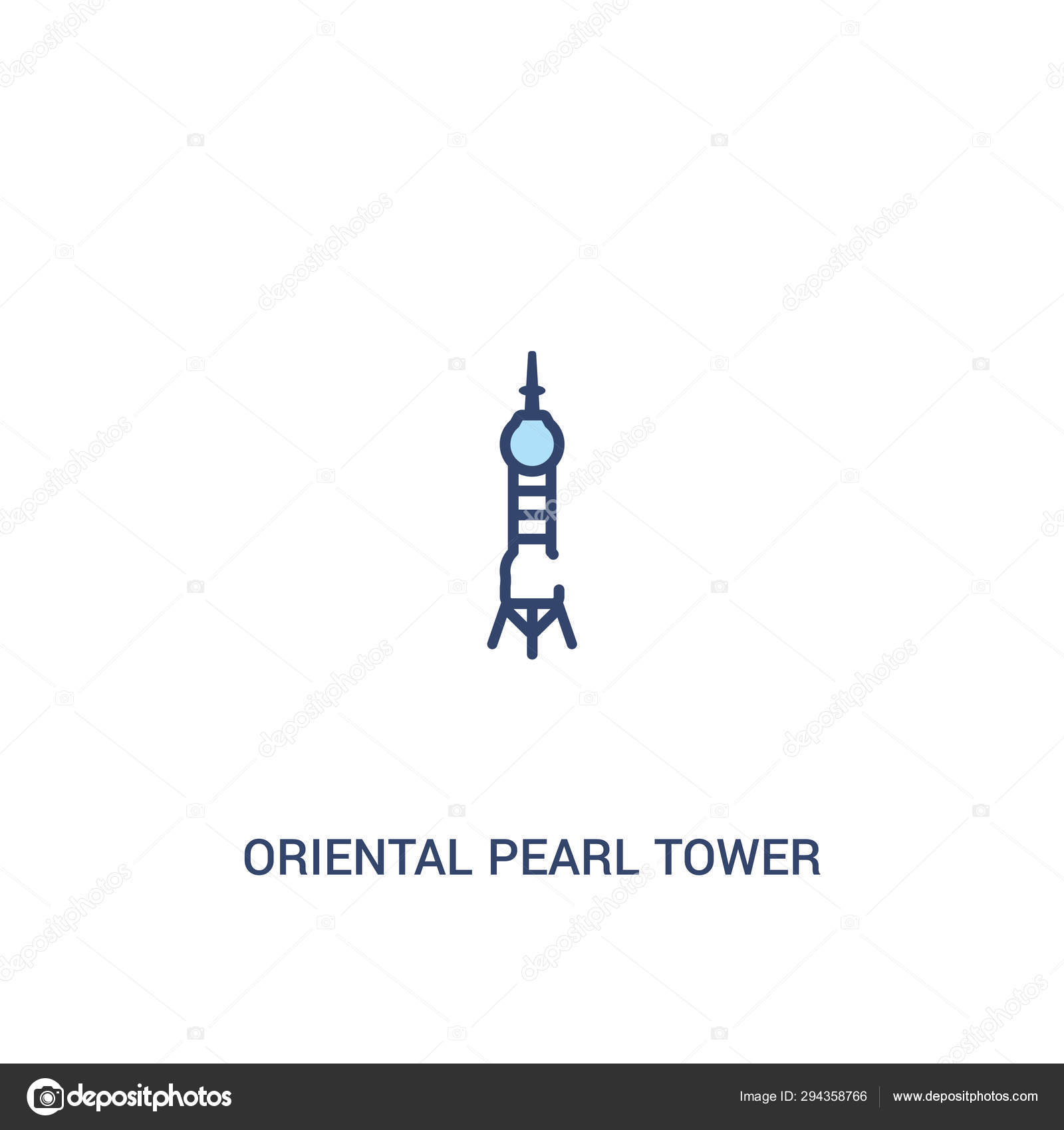 Oriental pearl tower concept 2 colored icon. simple line element Stock ...