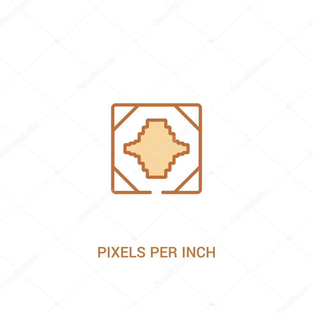 píxeles por pulgada concepto 2 icono de color. elemento de línea simple ...