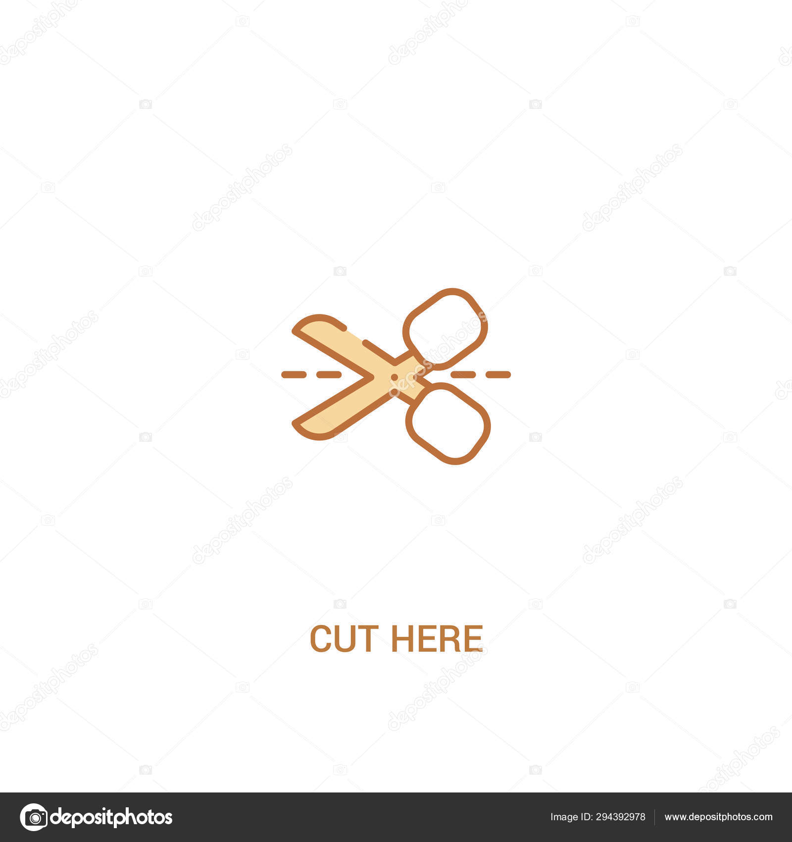 Cut here concept 2 colored icon. simple line element illustratio Stock ...