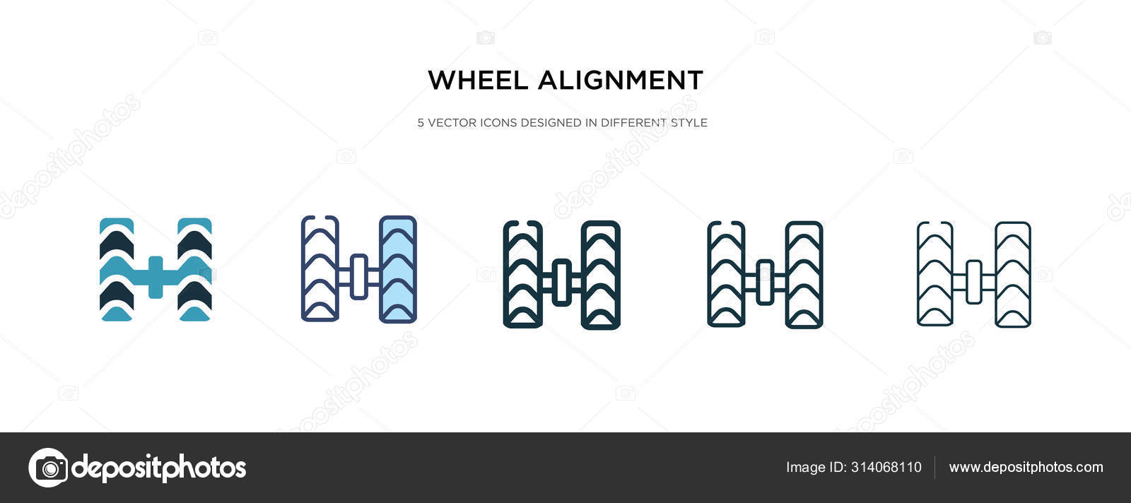 Wheel alignment icon in different style vector illustration. two ⬇ ...