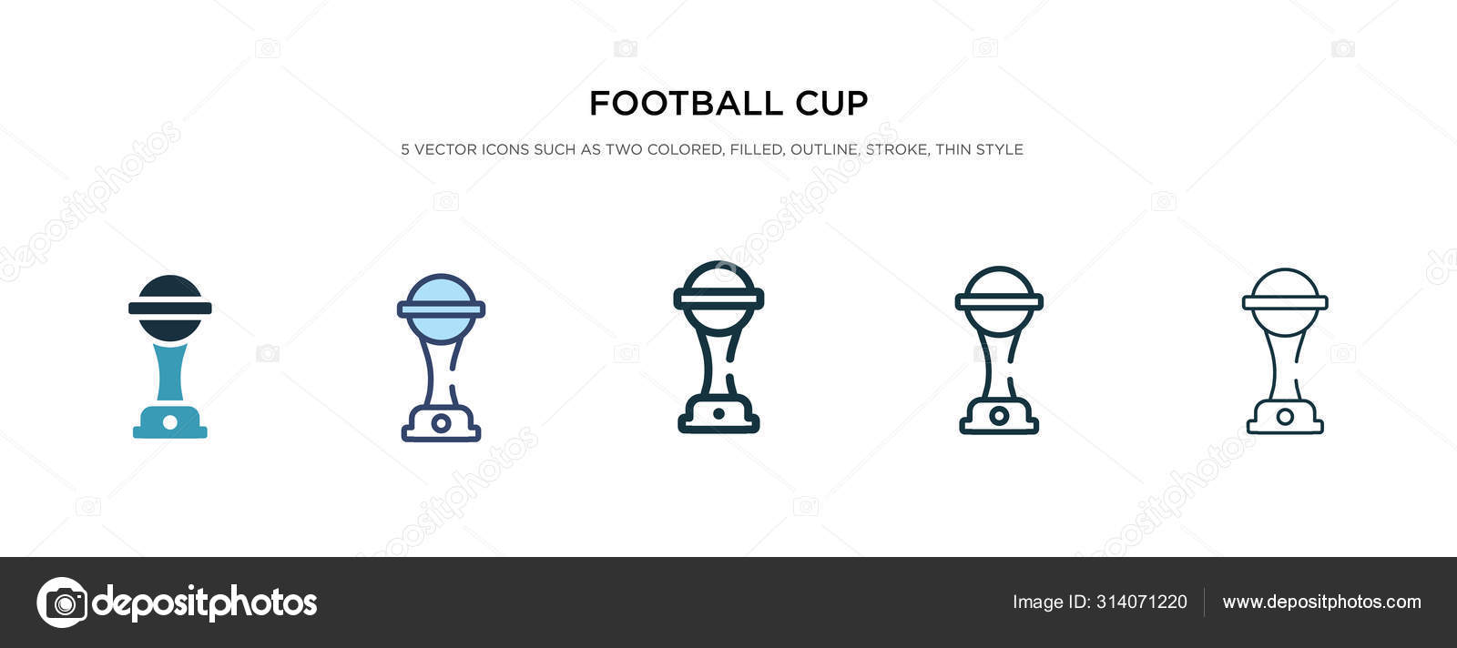 Football cup icon in different style vector illustration. two co ...