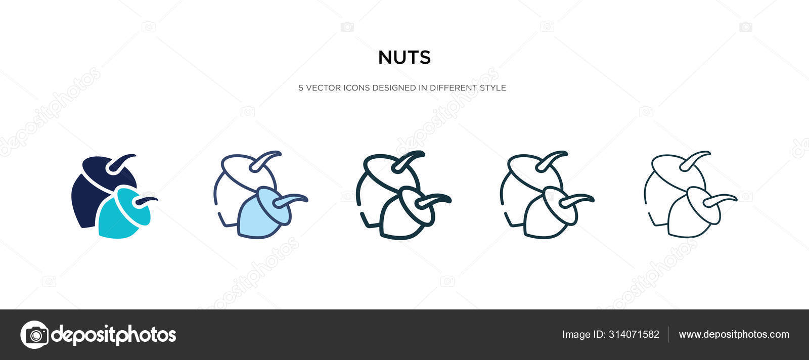 Nuts icon in different style vector illustration. two colored an Stock ...