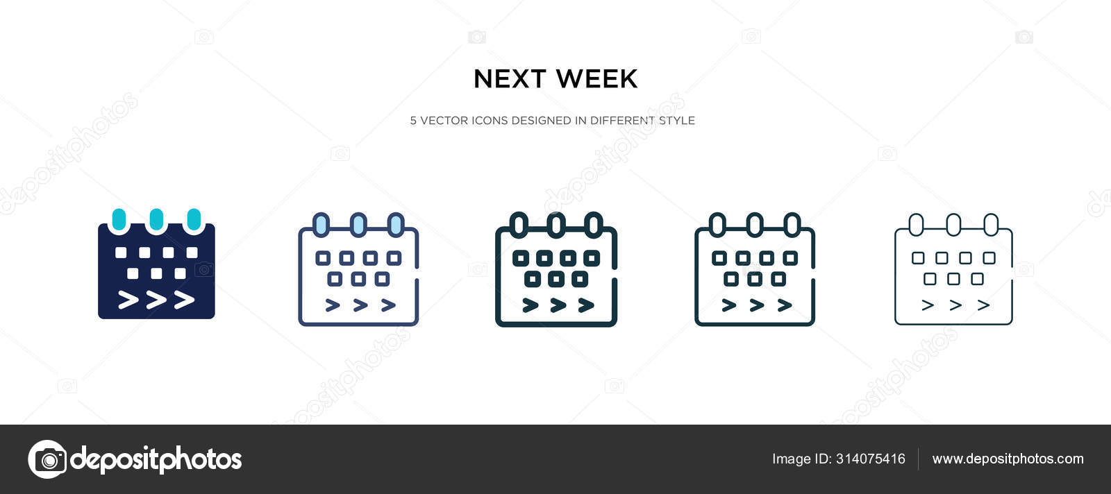 Next week icon in different style vector illustration. two color Stock ...