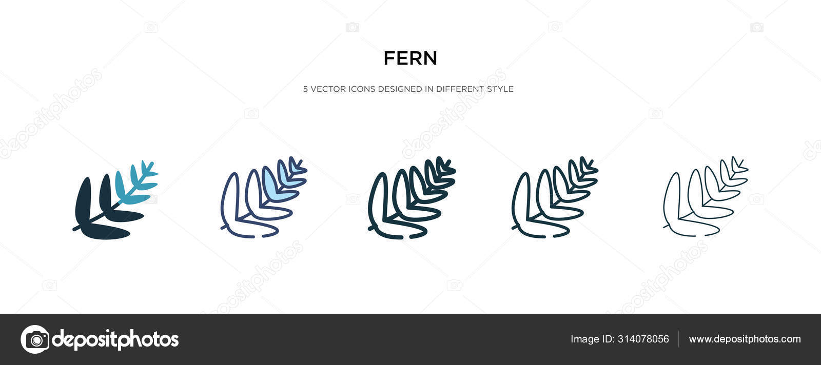 Fern icon in different style vector illustration. two colored an Stock ...