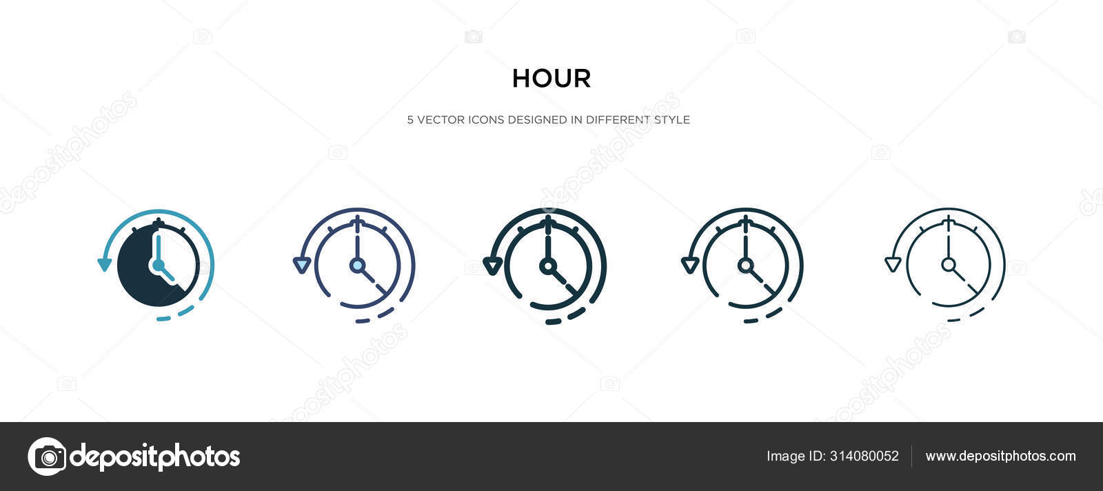 Hour icon in different style vector illustration. two colored an Stock ...
