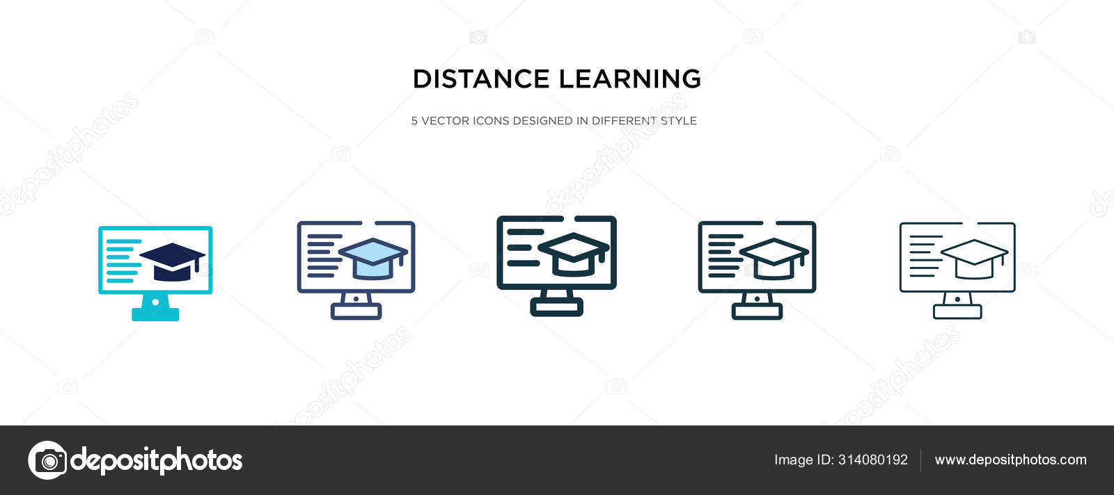 Distance learning icon in different style vector illustration. t ...