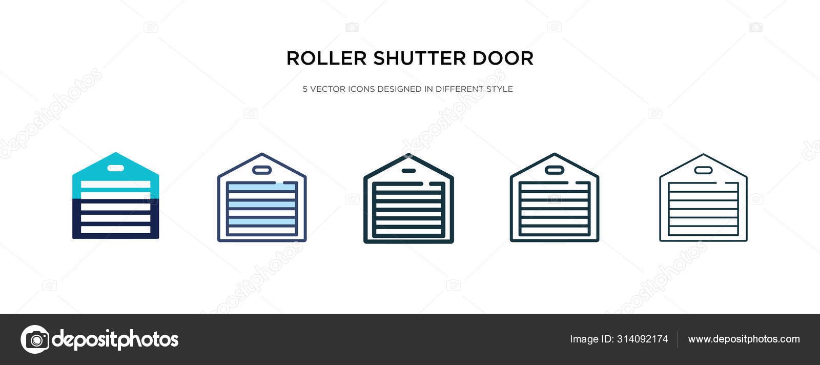 Roller shutter door icon in different style vector illustration. Stock ...