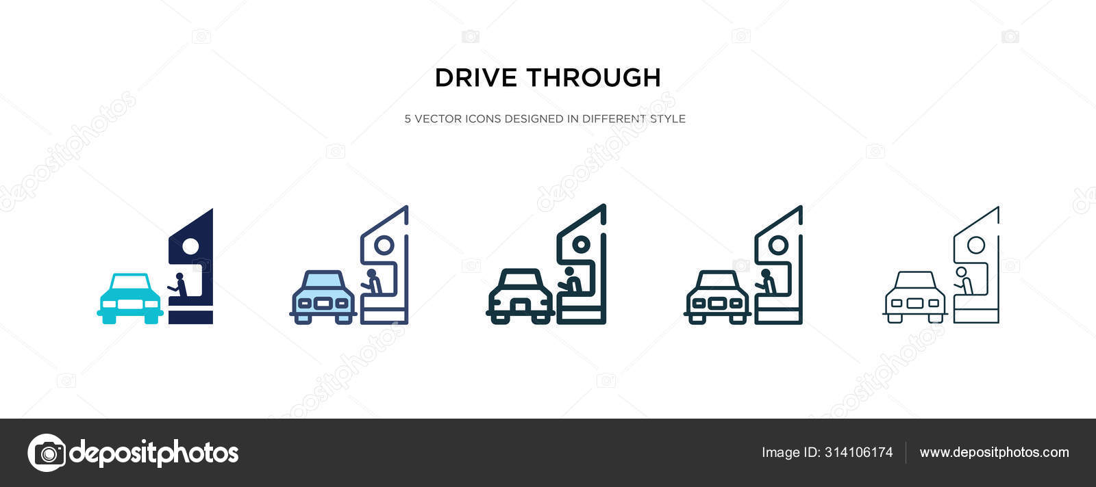 Drive through icon in different style vector illustration. two c Stock ...