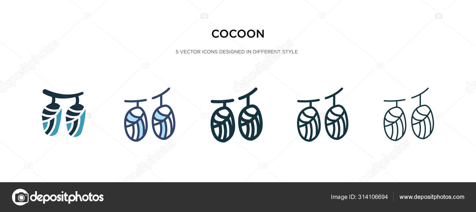Cocoon icon in different style vector illustration. two colored Stock ...