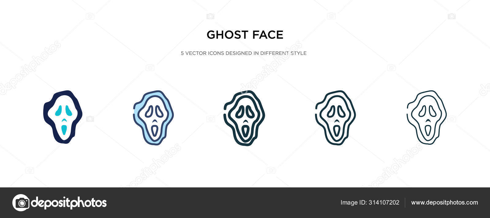 Ghost face icon in different style vector illustration. two colo Stock ...