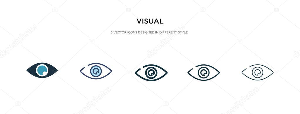 icono visual en la ilustración de vectores de estilo diferente. dos ...