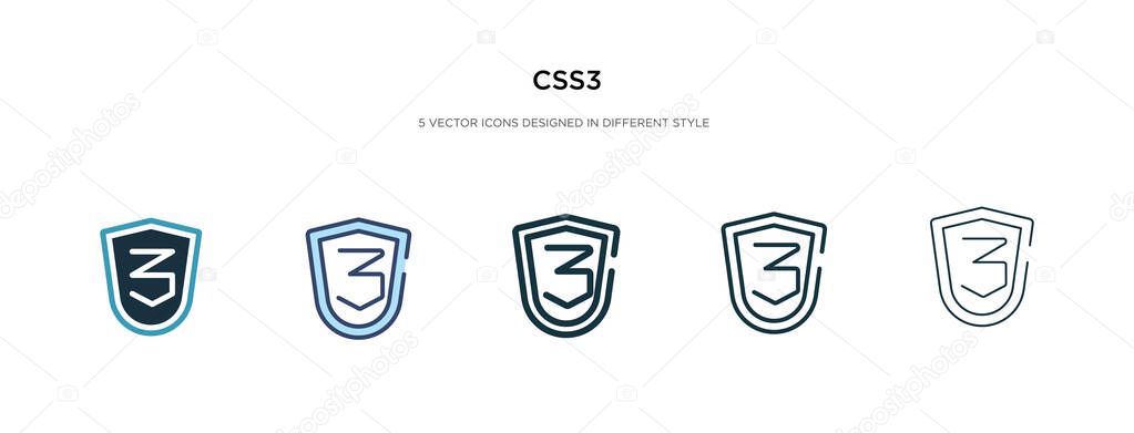 icono css3 en la ilustración de vectores de estilo diferente. dos de ...